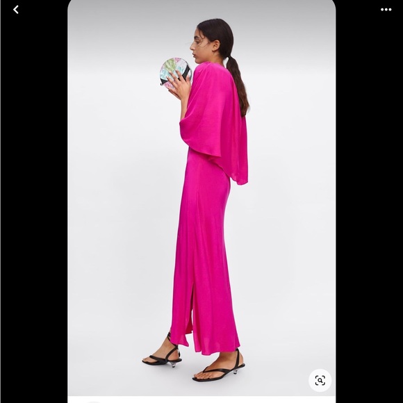 Zara | Dresses | Nwt Zara Pink Flowy Dress With Cape | Poshmark